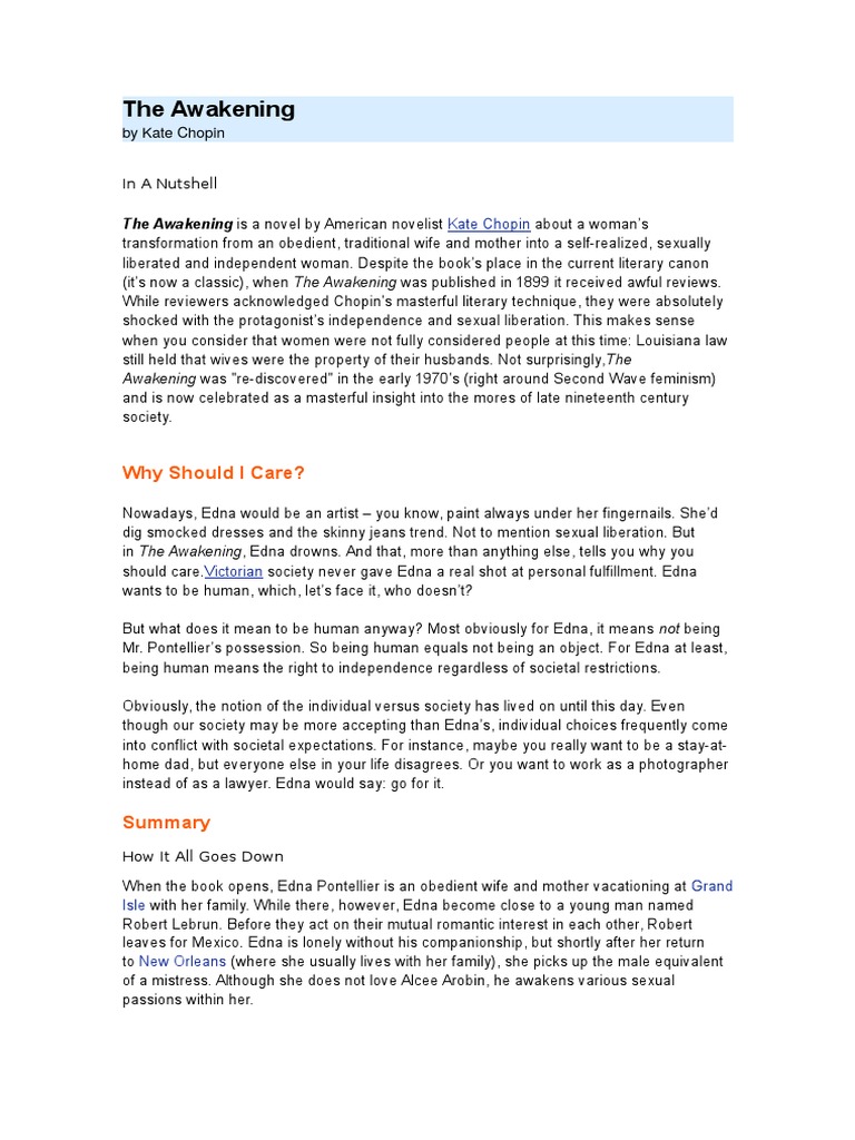 The Awakening Why Should I Care Pdf The Awakening Chopin Novel