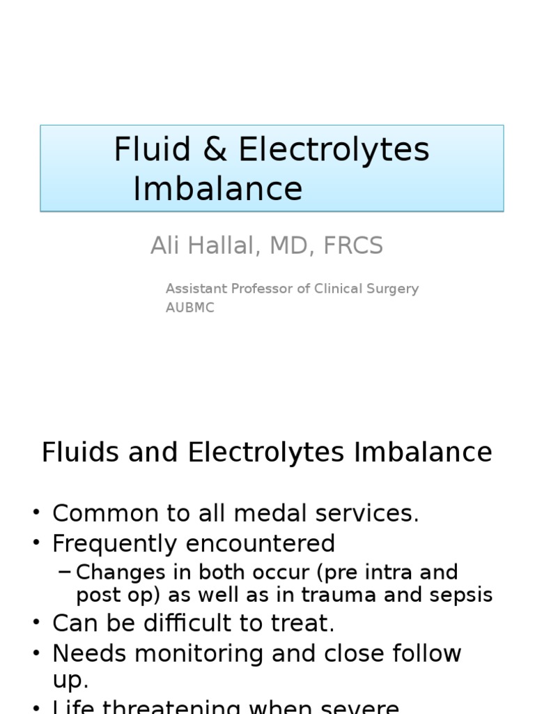 Fluid and Electrolyte General Surgery Review Course. | Medical ...