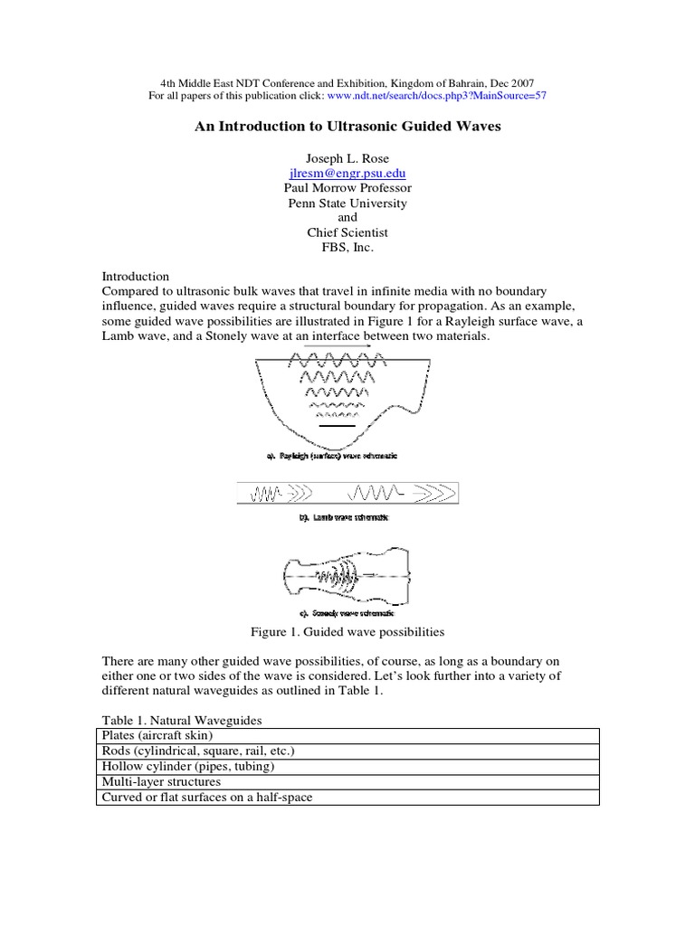 Rose - 2007 - An Introduction To Ultrasonic Guided Waves | PDF | Waveguide | Waves