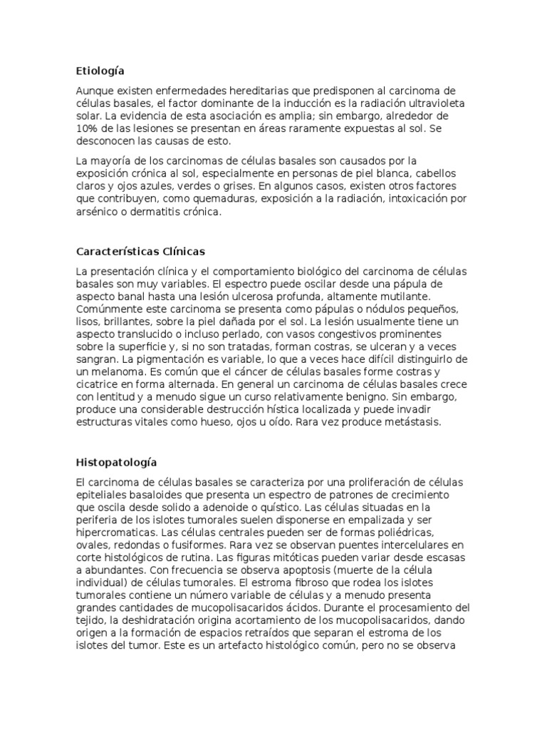 Carcinoma de Celulas Basales | PDF | Cáncer | Biología Celular)