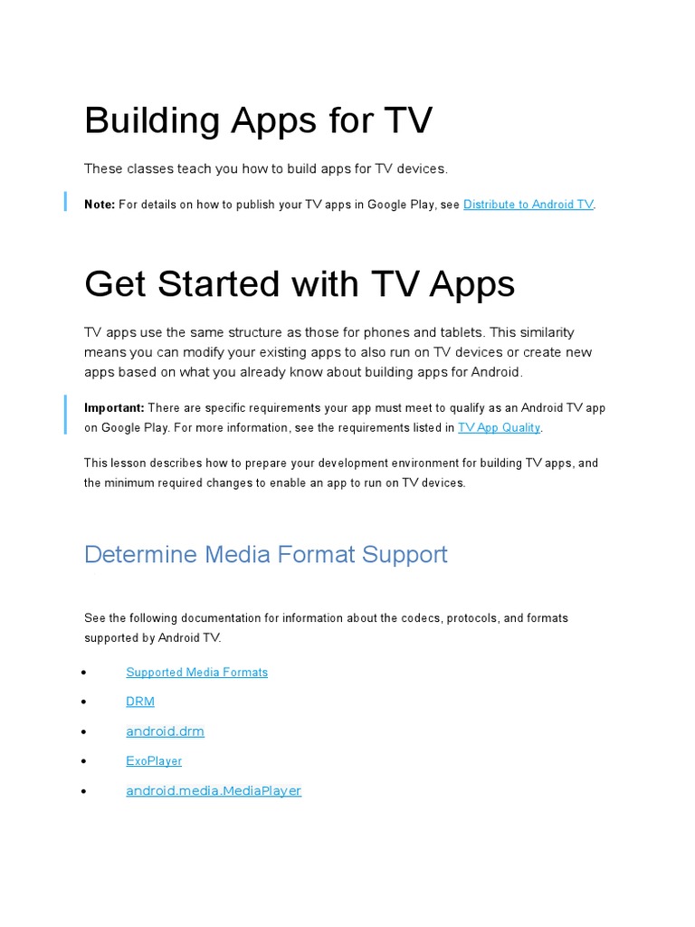 Building Apps For TV: Determine Media Format Support | PDF | Android ...