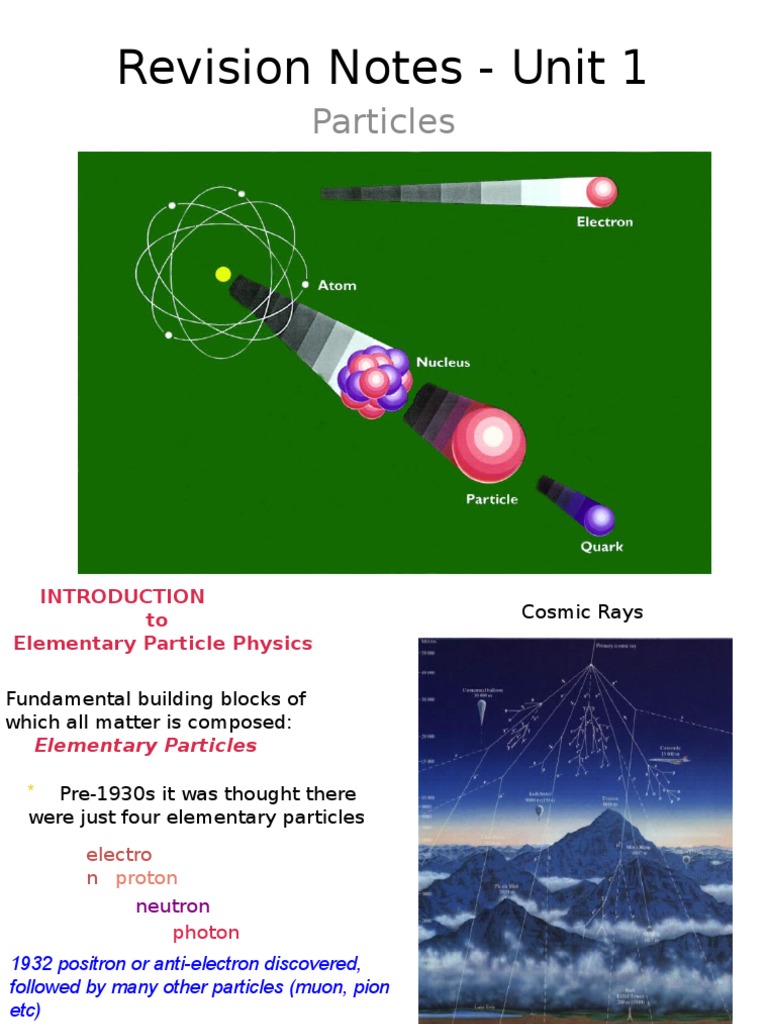 Revision Notes - Unit 1: Particles | PDF | Elementary Particle | Quark
