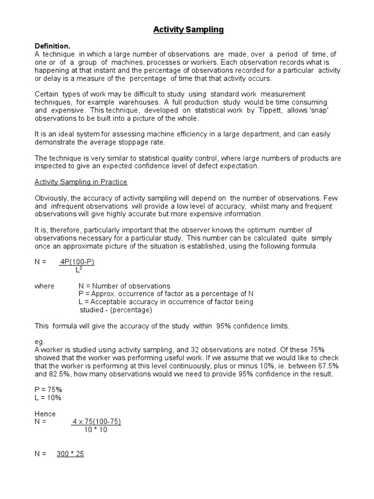 Activity Sampling: Definition | Download Free PDF | Sampling ...