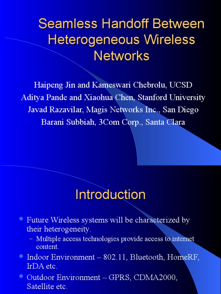 Seamless Handoff Between Heterogeneous Wireless Networks | PDF | Wireless Lan | Internet Protocols