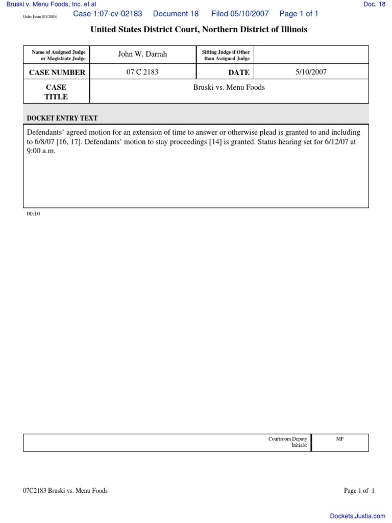 Bruski v. Menu Foods, Inc. Et Al - Document No. 18 | PDF | Law