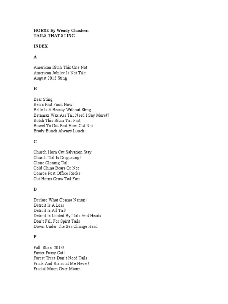 HORSE by Wendy Chasteen Tails That Sting Index A | PDF | Donkey | Nature