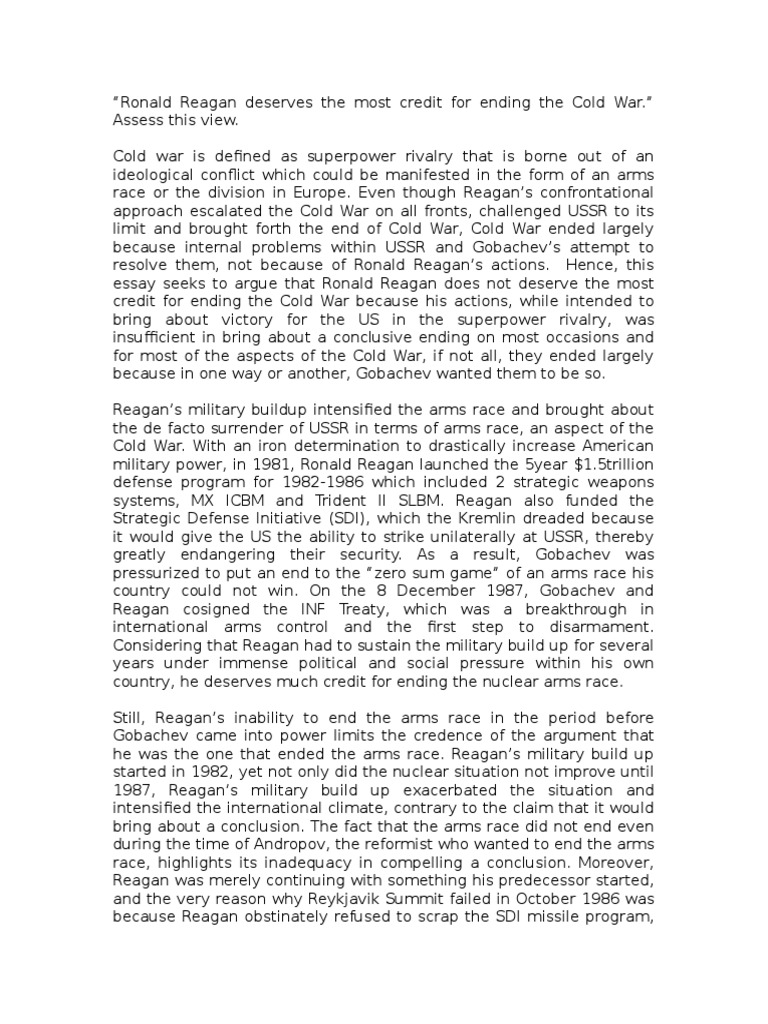 Reagan's Role in the Cold War's End | PDF | Cold War | Mikhail Gorbachev