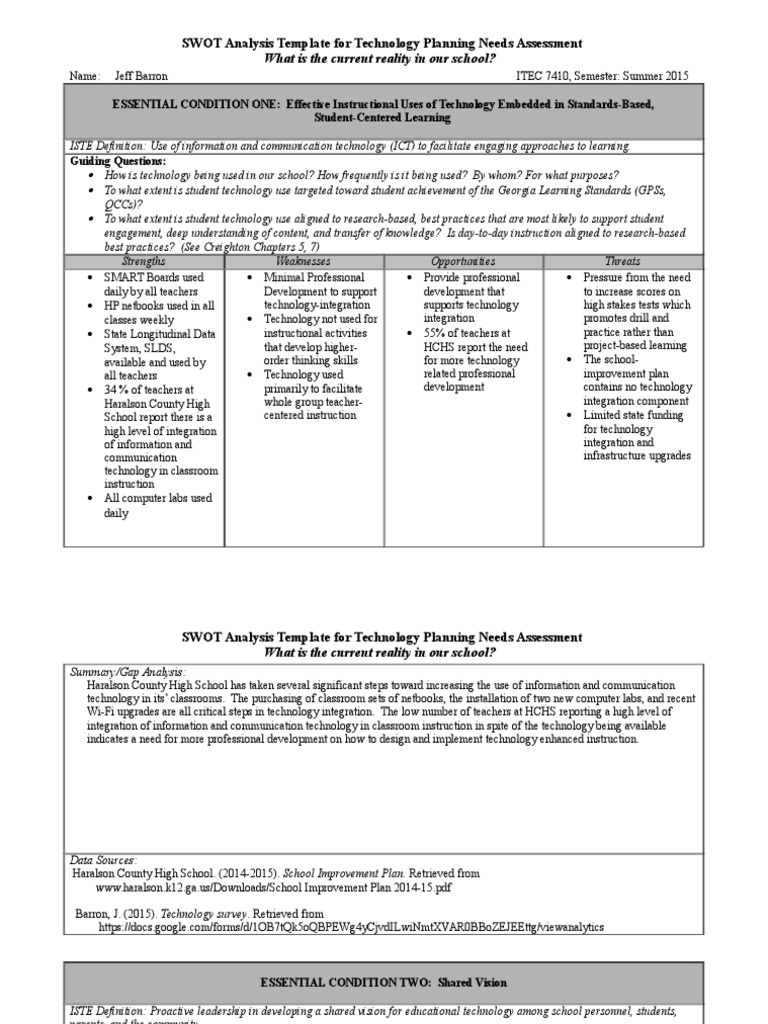 Barron Swot Analysis | PDF | Educational Technology | Needs Assessment