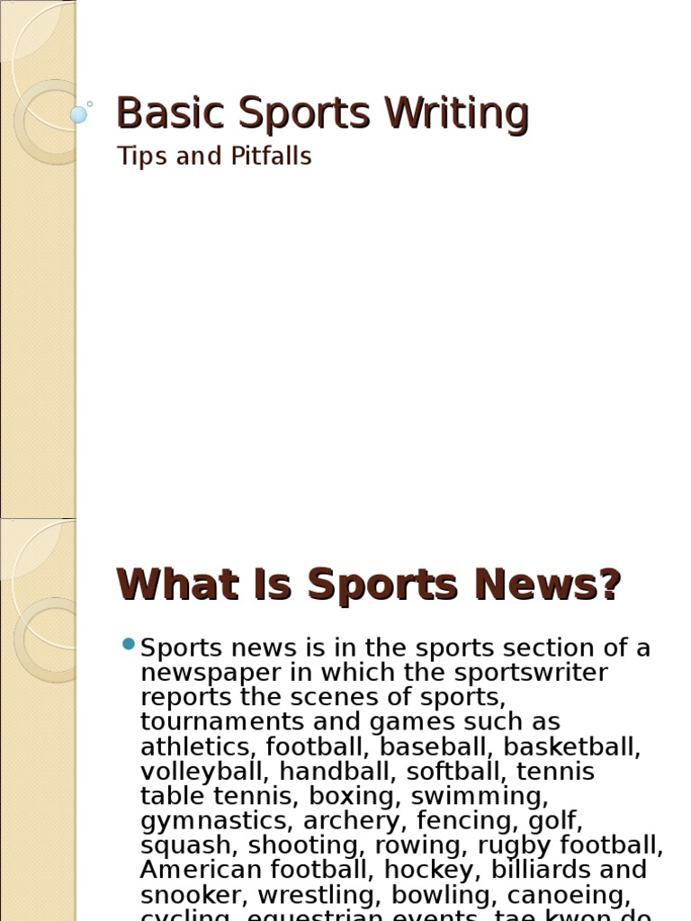 Essentials of Sports Writing Techniques | PDF | Athletic Sports | Sports