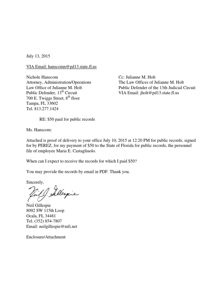 2015 Records Request Public Defender 13th Judicial Circuit | PDF ...