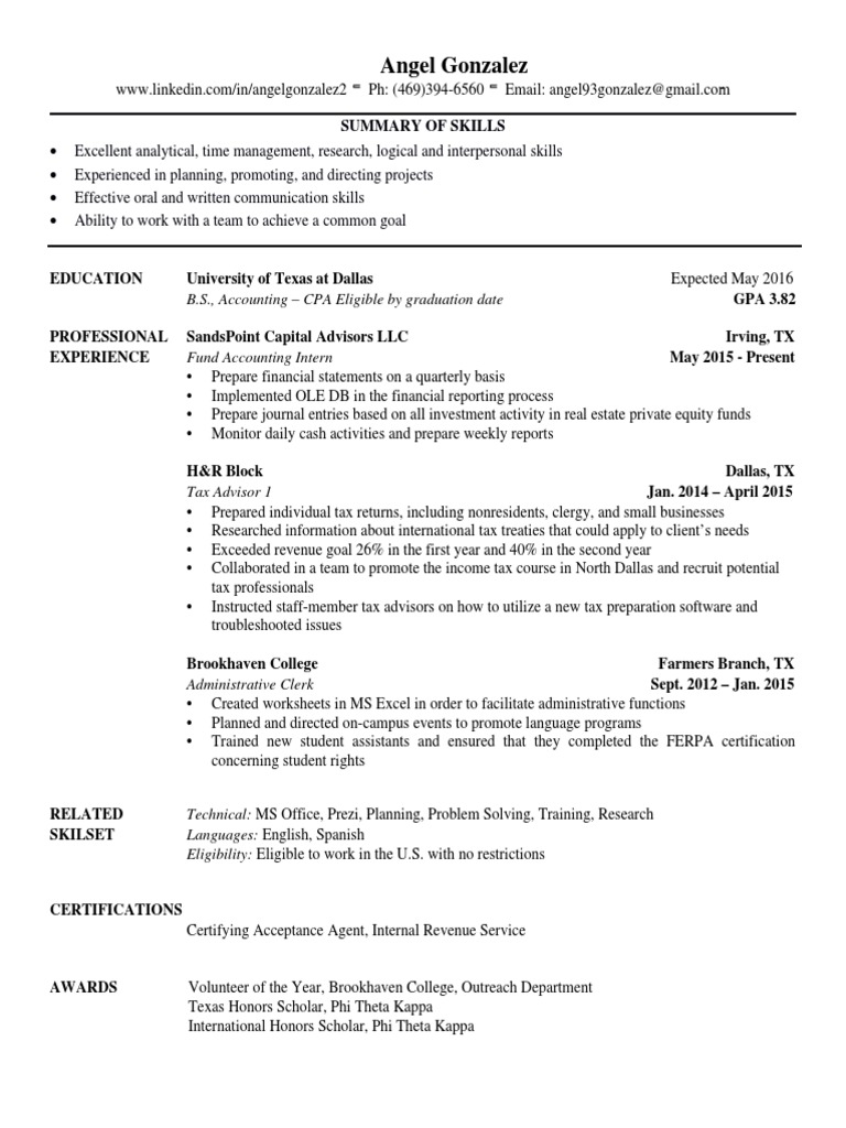 Angel Gonzalez - Accounting Professional Resume | PDF