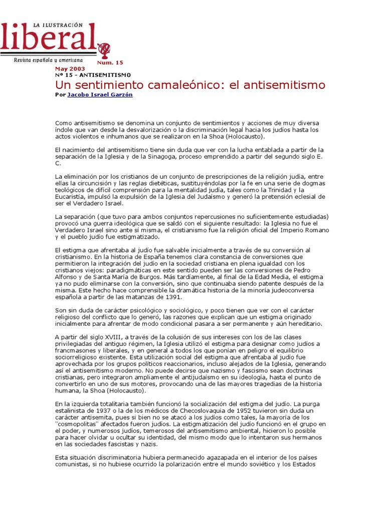 Garzón Jacobo Israel - Un Sentimiento Camaleónico El Antisemitismo ...