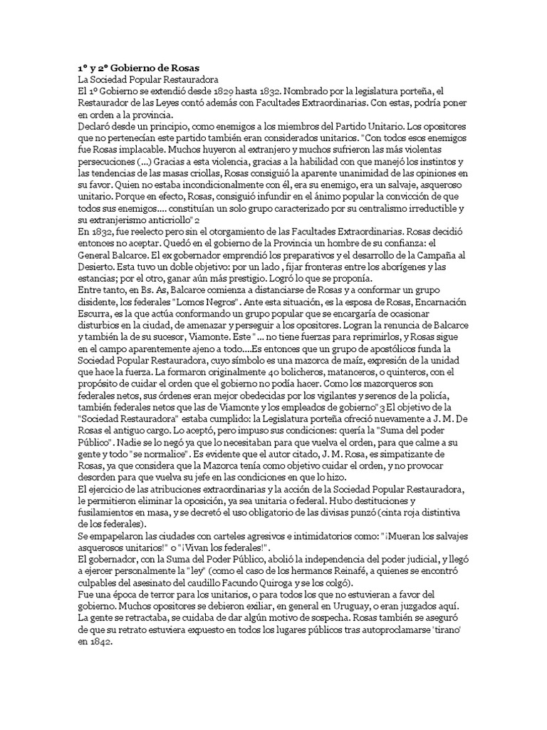Gobierno Rosas Mazorca | PDF | Argentina | Gobierno