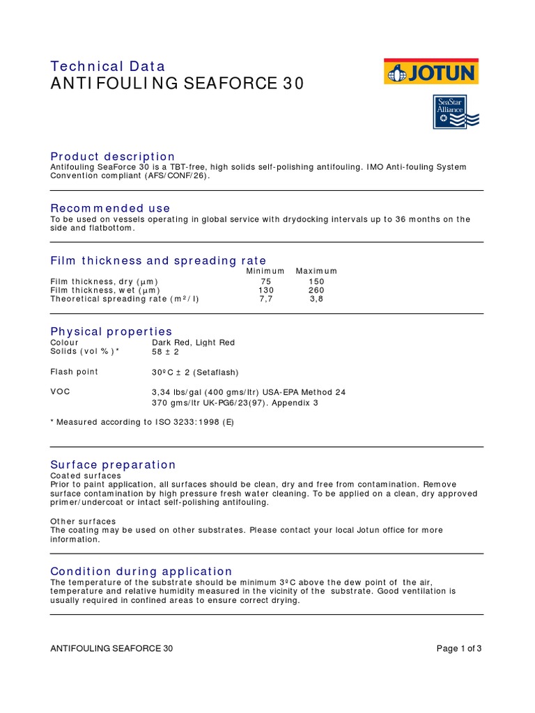 Antifouling SeaForce 30 Specs | PDF | Paint | Ventilation (Architecture)