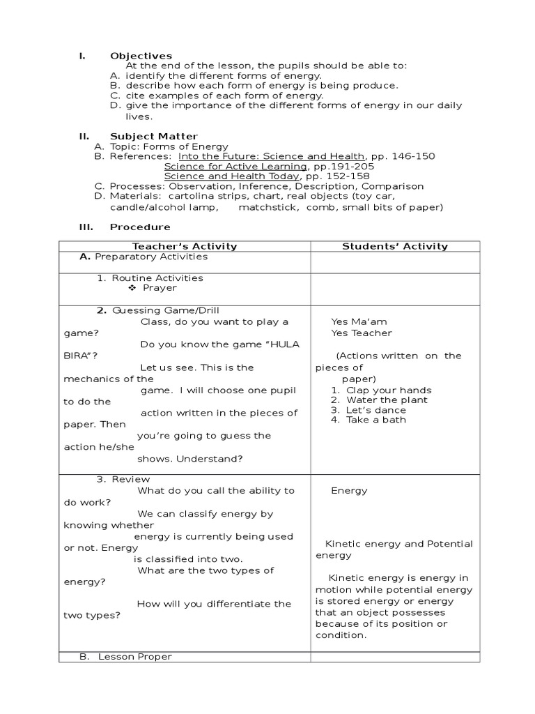 Lesson Plan in Science 6 | PDF | Electron | Electricity