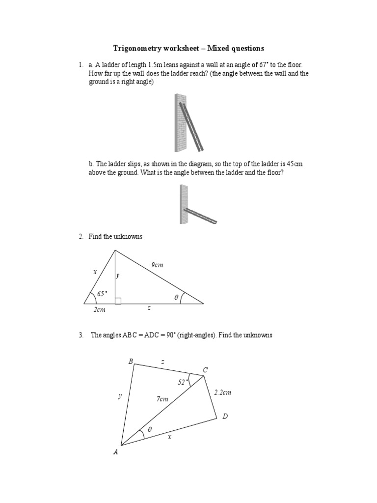 Trigonometry Worksheet Mix | PDF