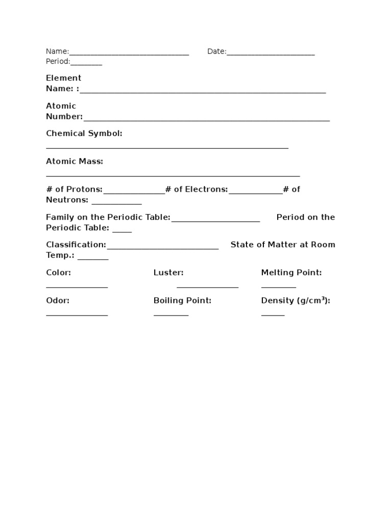 Element Information Sheet | PDF