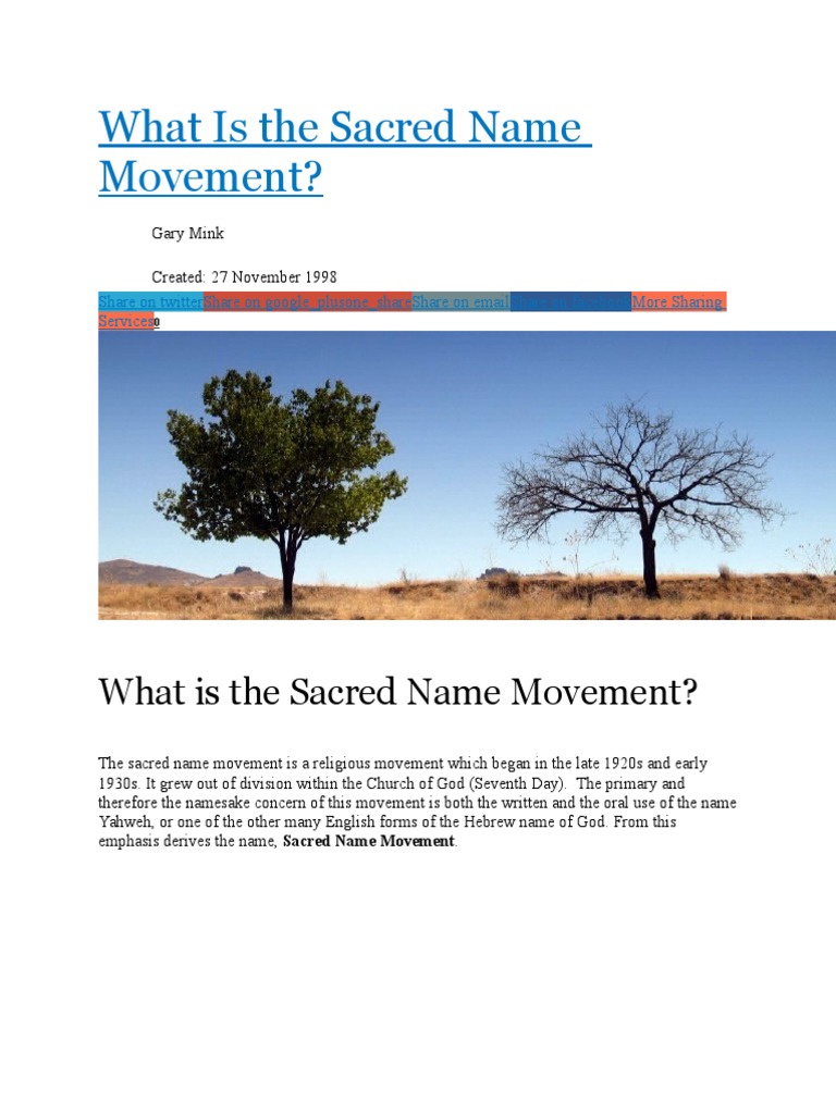 Overview of the Sacred Name Movement | PDF