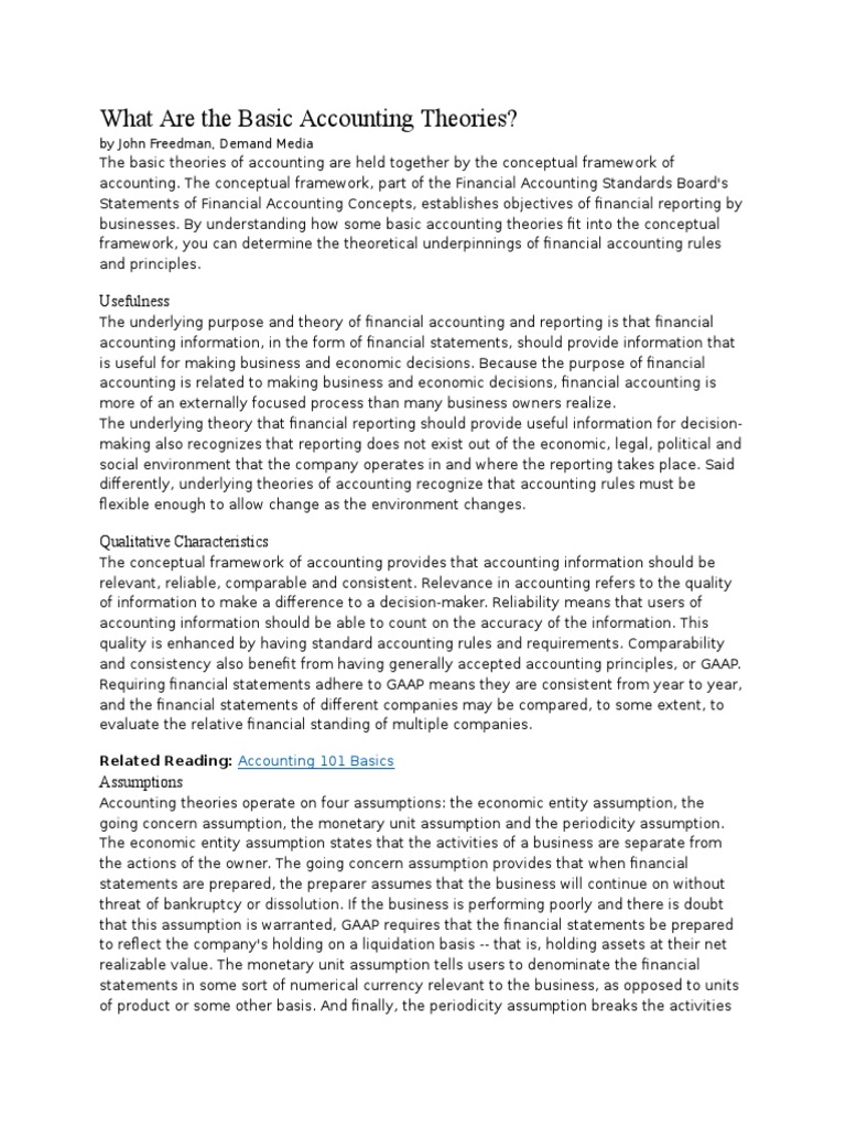 What Are The Basic Accounting Theories | PDF | Debits And Credits ...