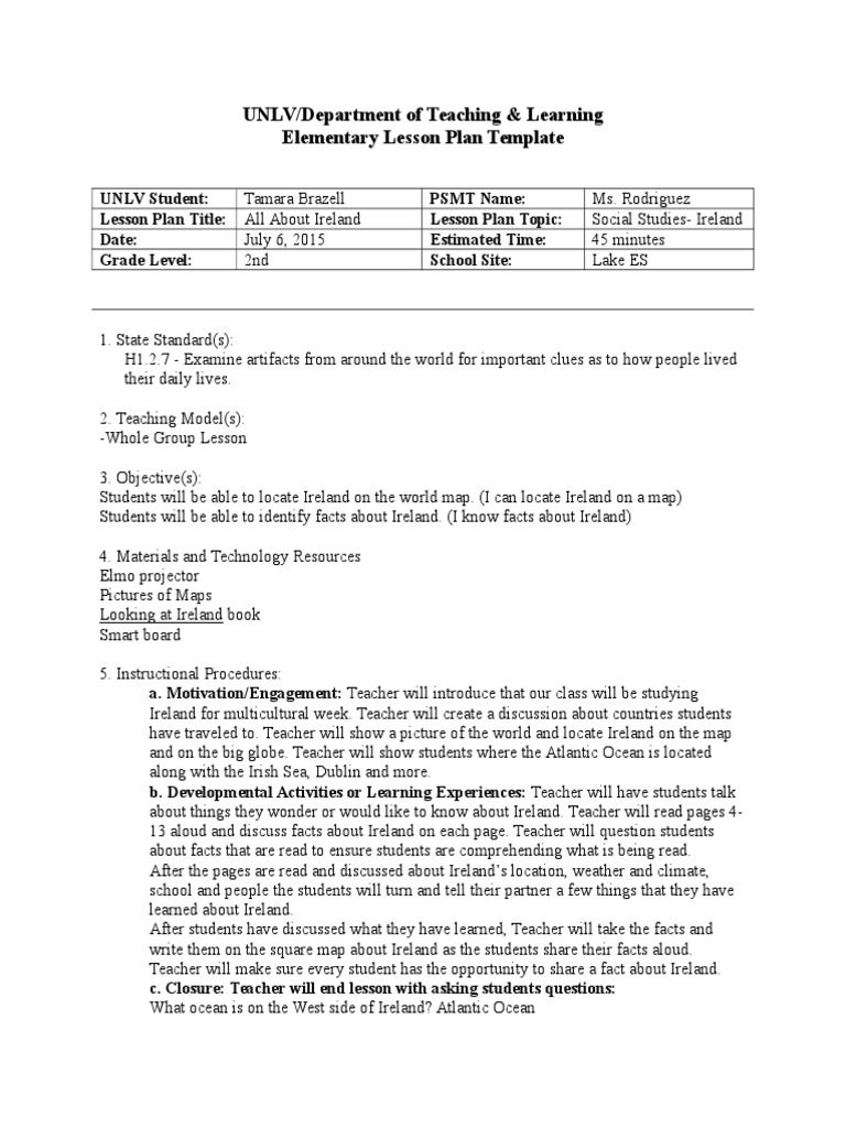 Ireland Lesson Plan | PDF | Lesson Plan | Ireland