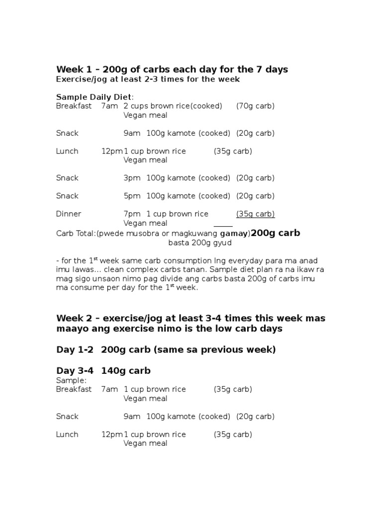 Sample Carb Cycling Diet | PDF | Meal | Lunch