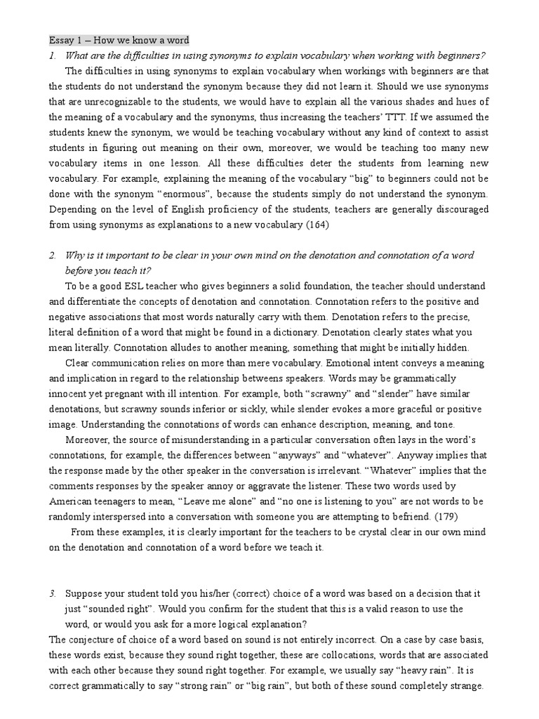 TEFL Module 8 Assignment - Modified | PDF | Vocabulary | Connotation TEFL Module 8 Assignment - Modified | PDF | Vocabulary | Connotation