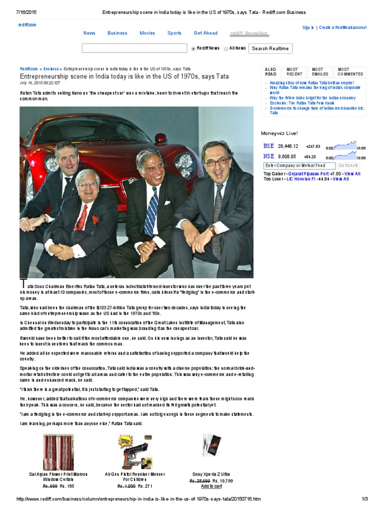 Entrepreneurship Scene in India Today Is Like in The US of 1970s, Says ...
