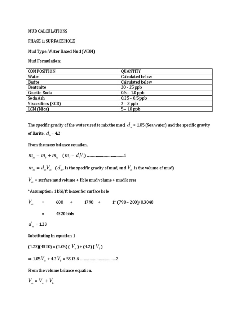 Drilling Mud Calculations and Formulations | PDF | Barrel (Unit ...