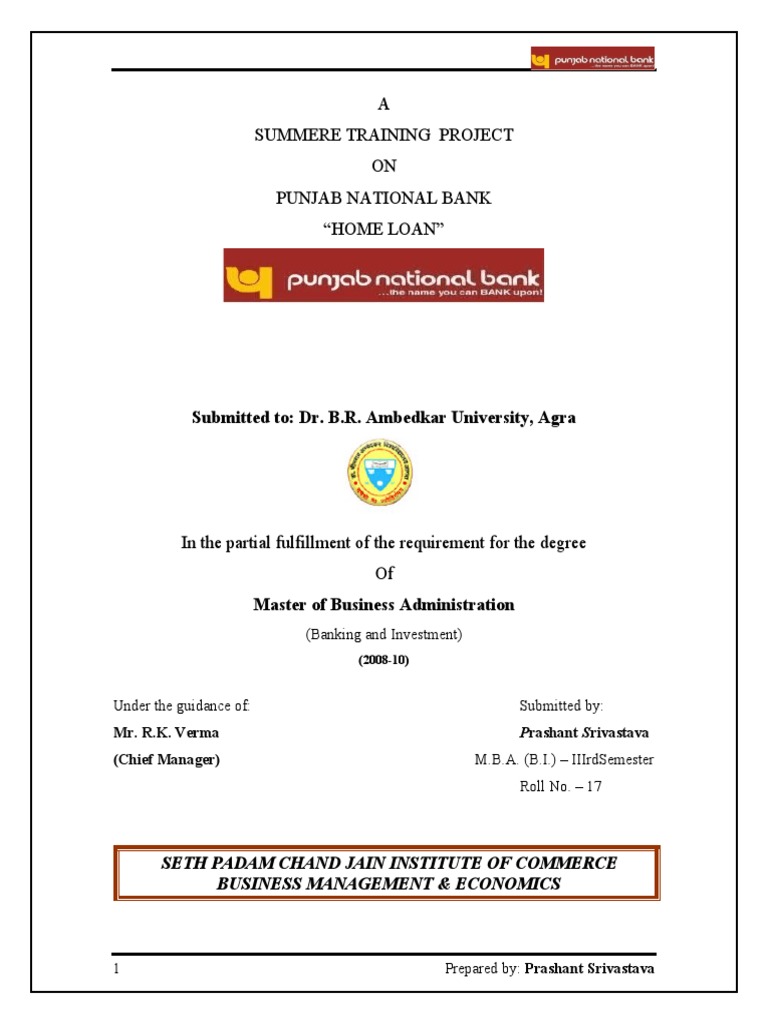 PNB Home Loan Project Report | PDF | Interest | Mortgage Loan