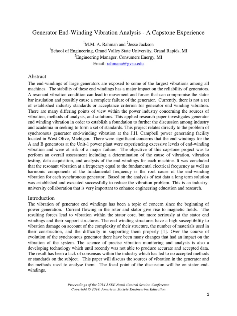 Generator End-Winding Vibration Analysis | PDF | Magnetic Field ...