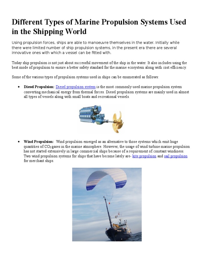 Types of Marine Propulsion Systems | PDF | Marine Propulsion | Ships