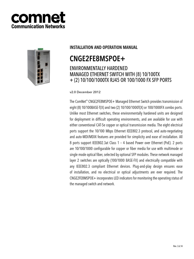 ComNet CNGE2FE8MSPOEPLUS Instruction Manual | PDF | Ip Address ...