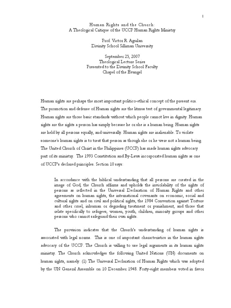 Human Rights and The Church - Final | PDF | Image Of God | Human Rights