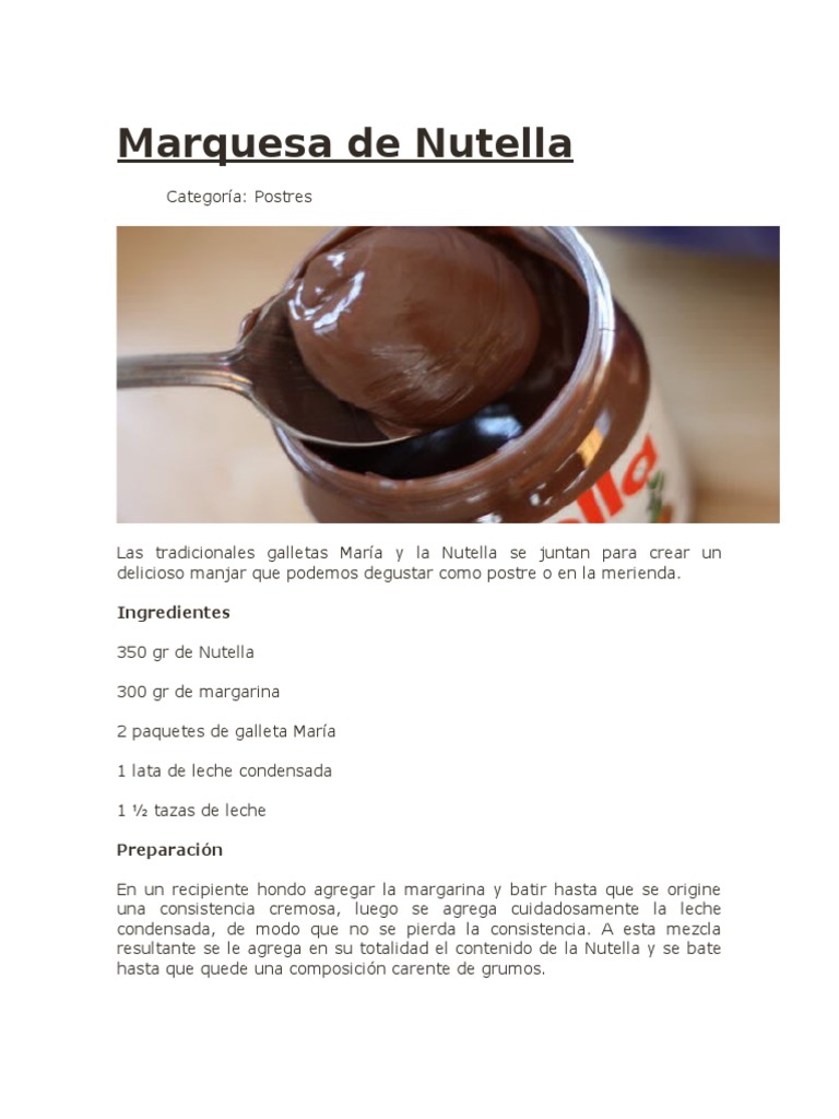 Marquesa de Nutella | PDF | Postres | Cocinando