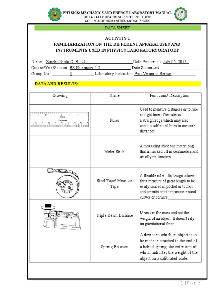 Overview of Physics Lab Apparatus | PDF | Weighing Scale | Force