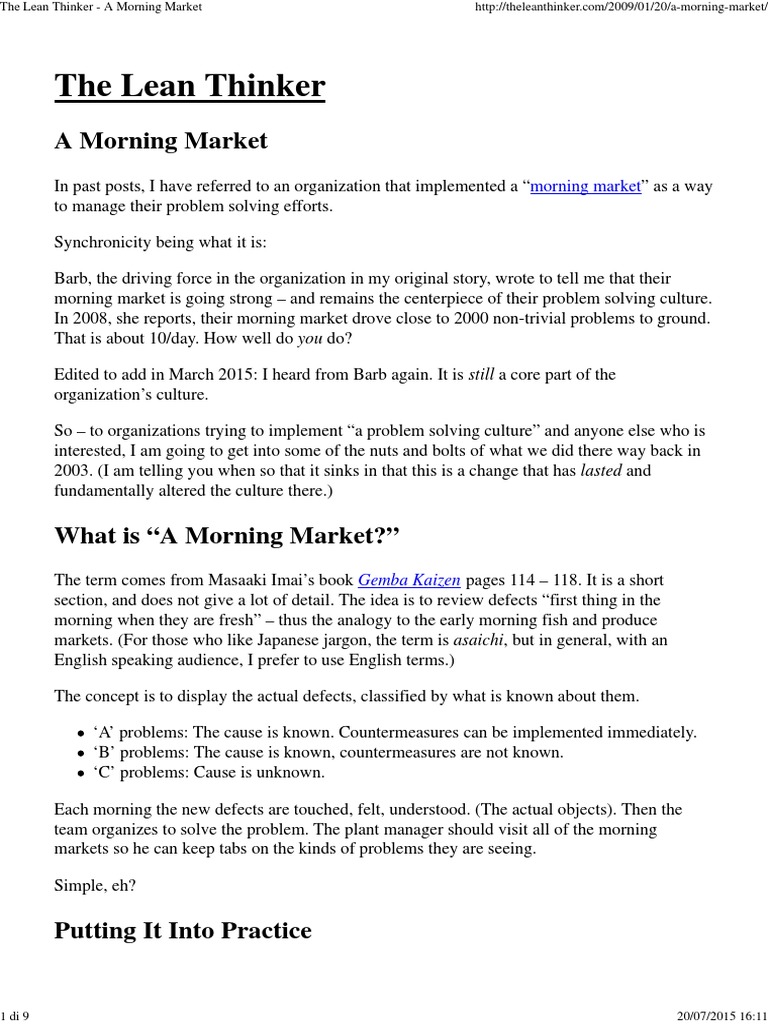A Morning Market | PDF | Lean Manufacturing | Supply Chain