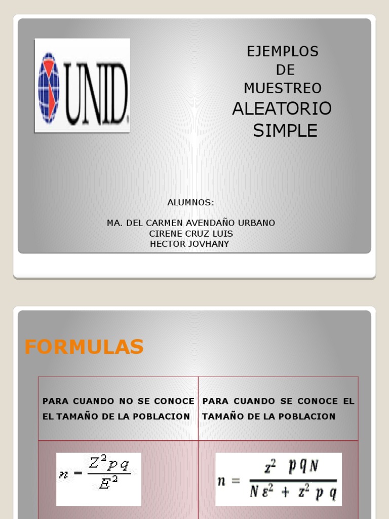 Ejemplos de Muestreo Aleatorio Simple | Descargar gratis PDF ...