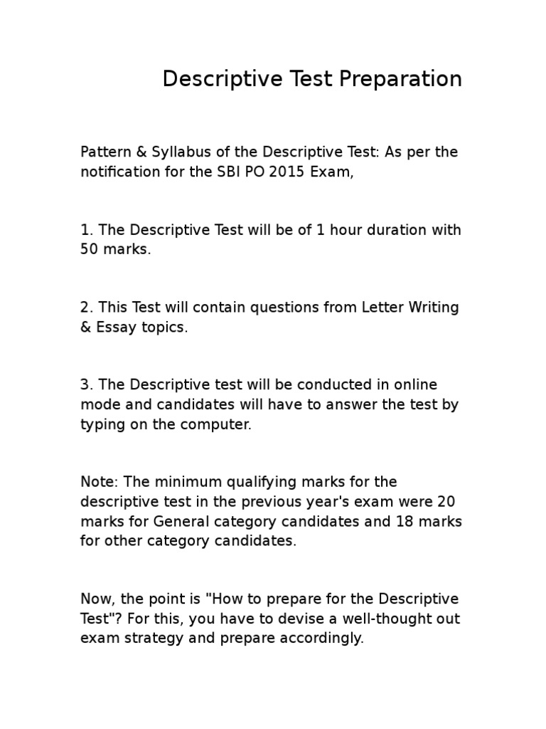 A comprehensive guide to preparing for the descriptive test portion of ...