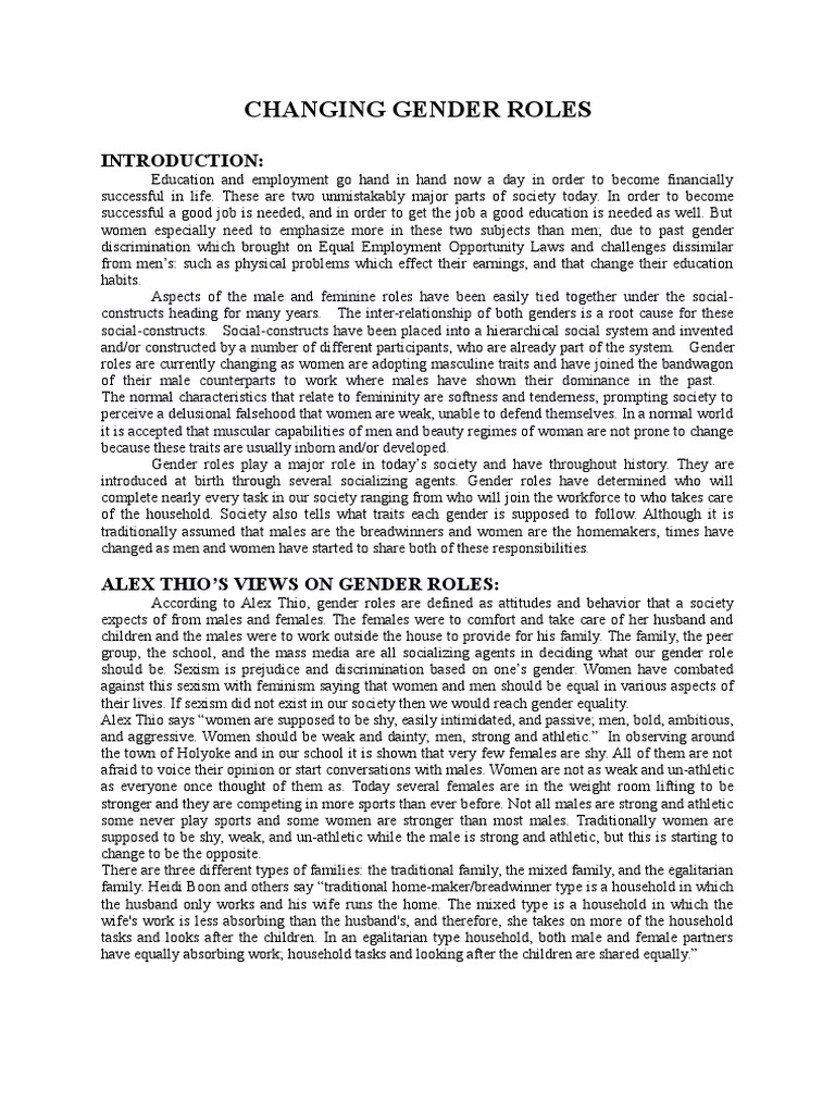 Changing Gender Roles | PDF | Gender Role | Femininity