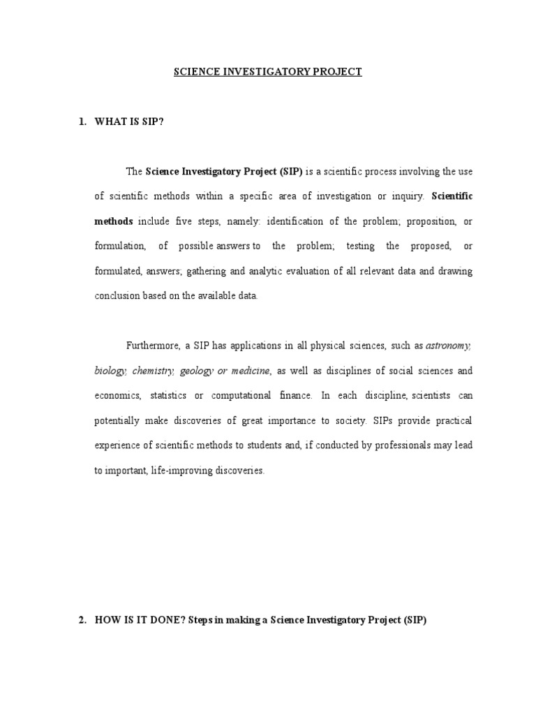 Understanding Science Investigatory Projects | PDF | Scientific Method ...