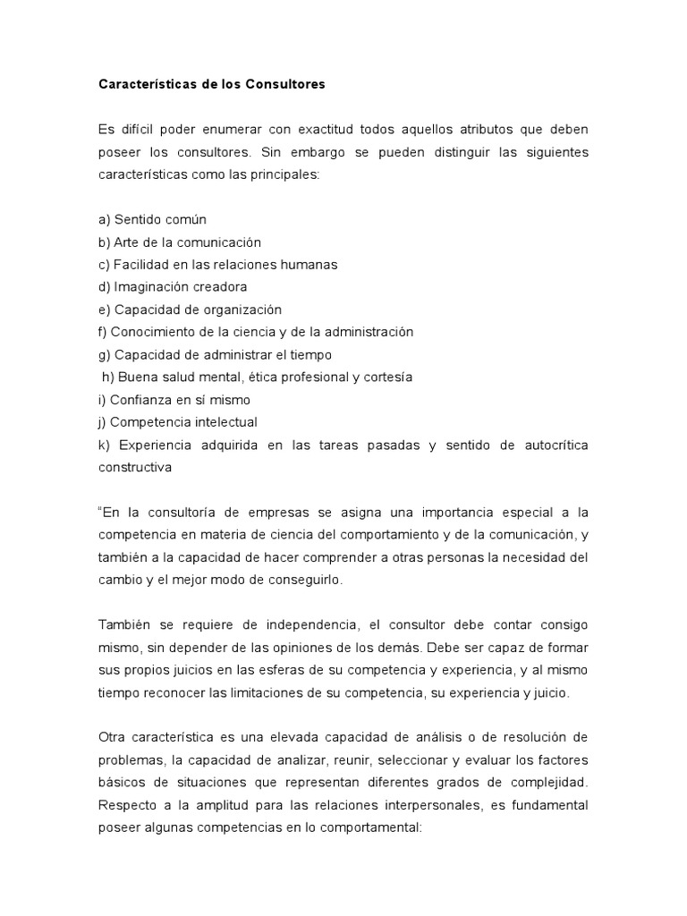 Características de Los Consultores | Descargar gratis PDF | Cliente ...