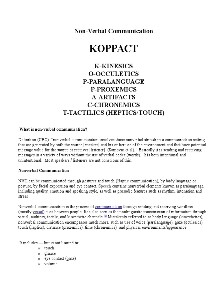 9132fNon-Verbal Communication Notes | PDF | Nonverbal Communication ...