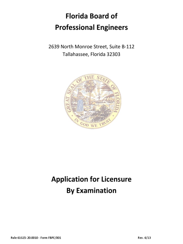 PE License Florida | PDF | Engineer | Licensure