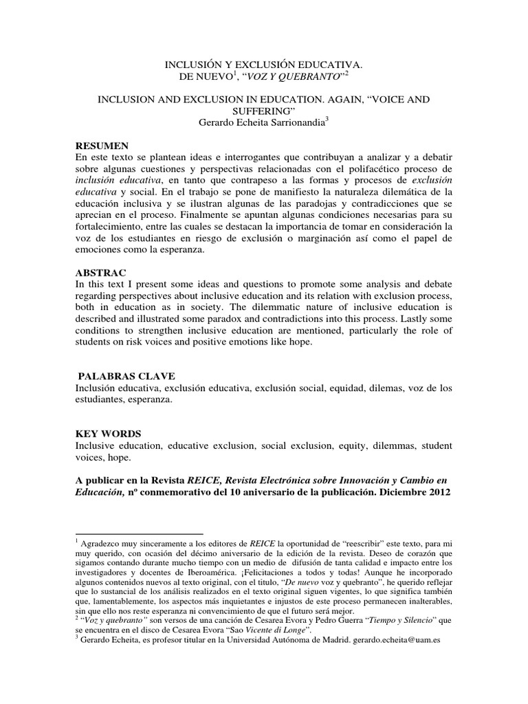 Inclusión y Exclusión Educativa | PDF | Ciencias sociales