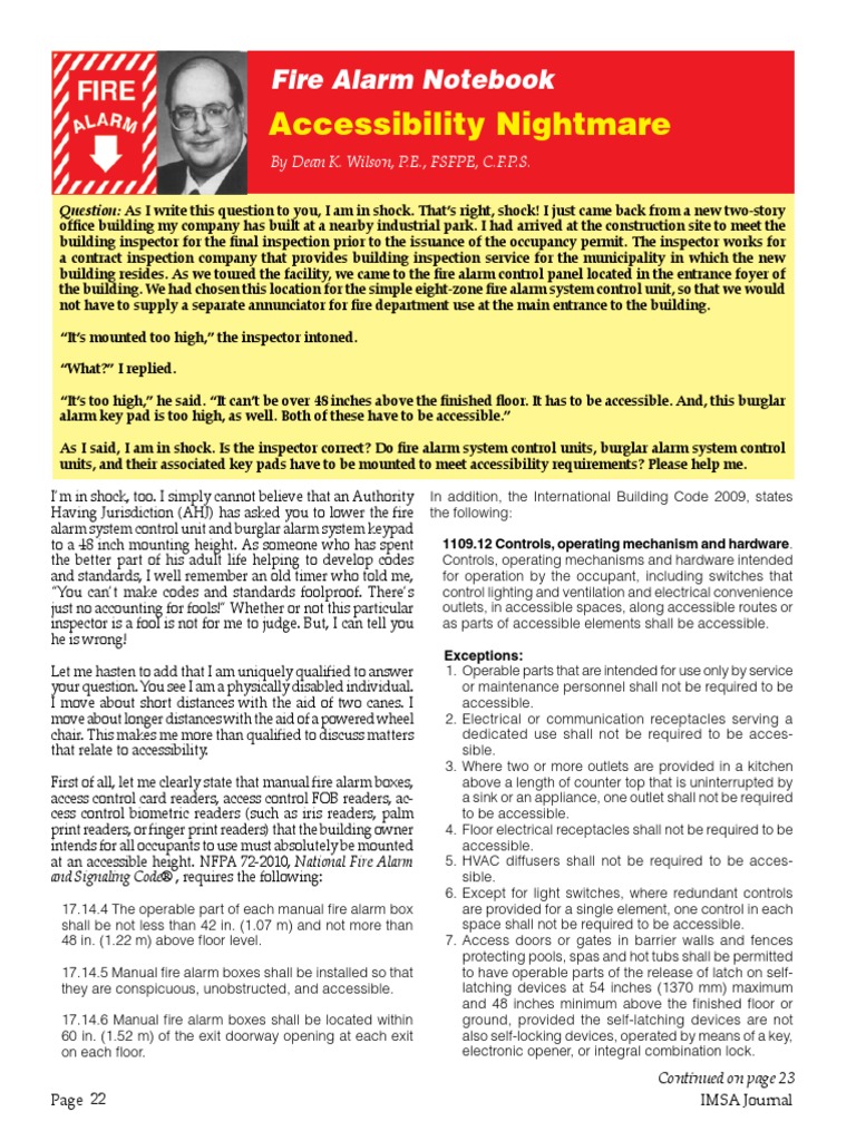 Fire Alarm Device Installation Height Requirements by NFPA 70-2010 ...