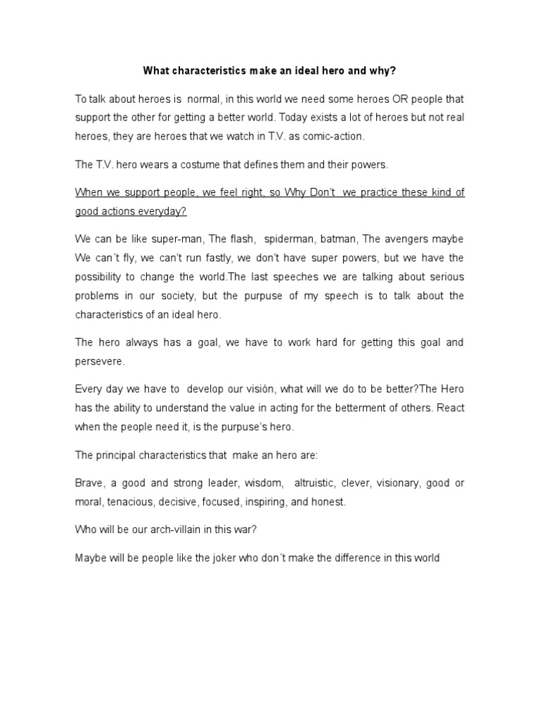 Characteristics of an Ideal Hero | PDF | Hero