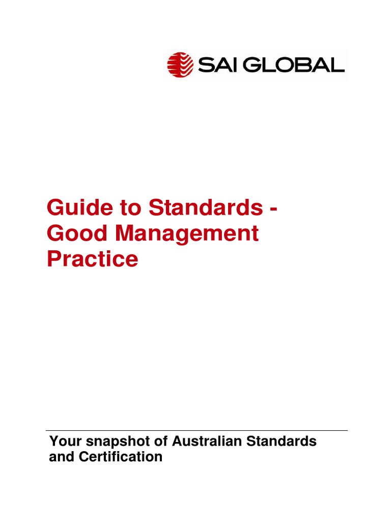 Guide To Standards-Good Management Practice | PDF | Business Continuity ...