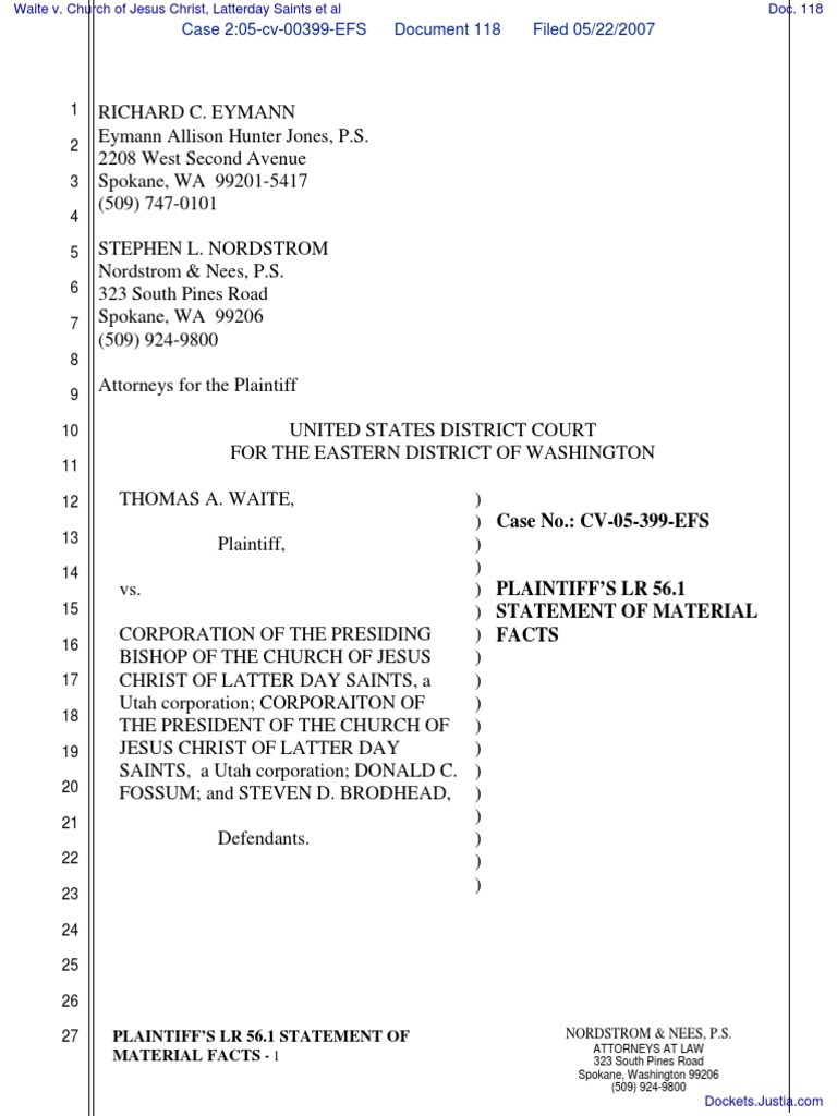 Case No.: CV-05-399-EFS Plaintiff’S Lr 56.1 Statement Of Material Facts ...