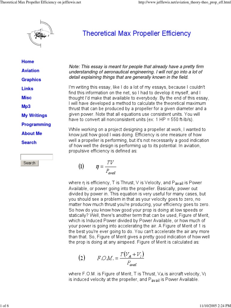Max Propeller Efficiency | PDF | Thrust | Propeller