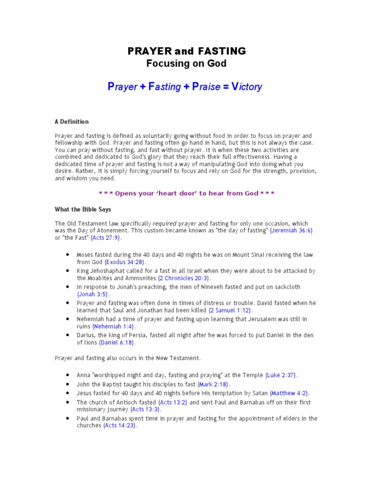 Prayer and Fasting | PDF | Fasting | Acts Of The Apostles
